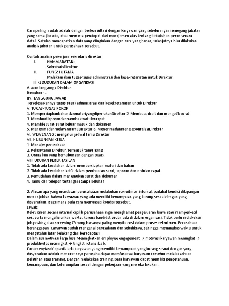 Analisis Jabatan dan Rekrutmen Internal | PDF | Pengembangan Diri