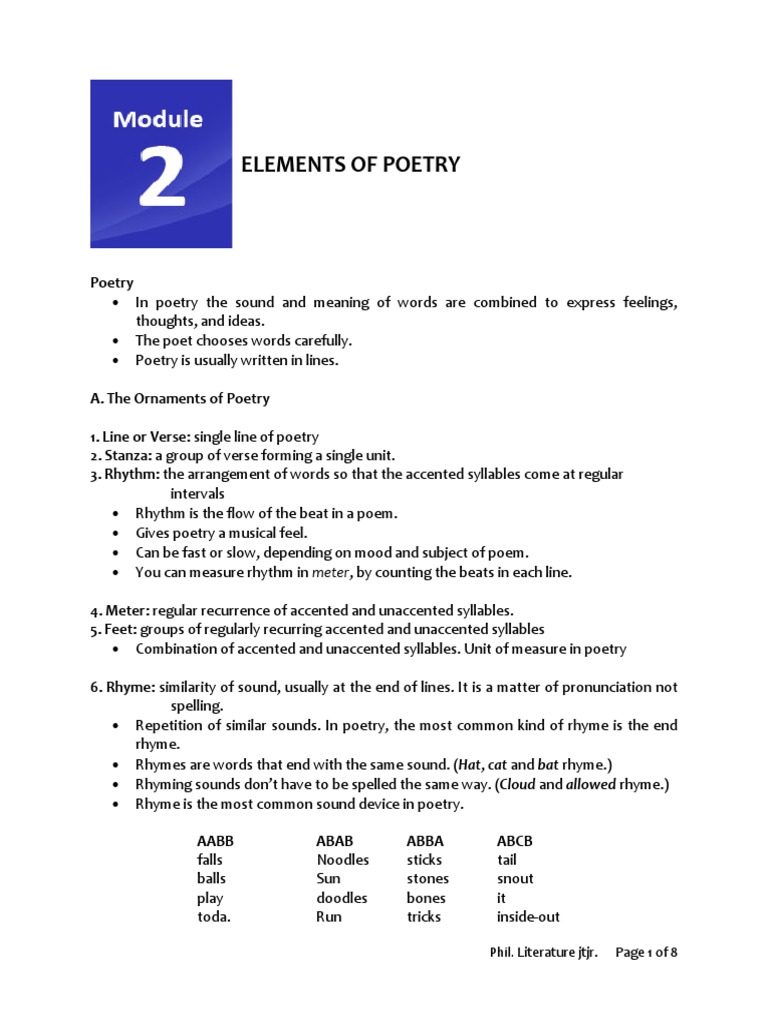 Module 2 ELEMENTS OF POETRY | PDF | Poetry | Irony