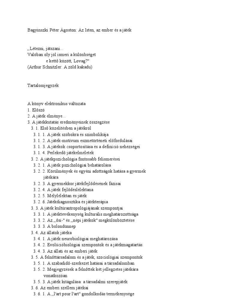 Bagyinszki Péter Ágoston - Az Isten, Az Ember És A Játék | PDF