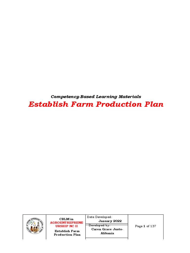 Establishing Farm Production Plan Guide | PDF | Agriculture | Customer ...
