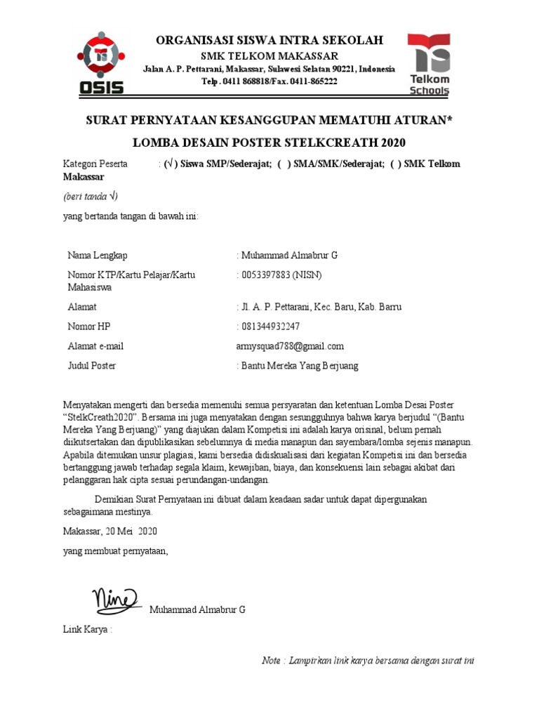 Surat Orisinalitas Karya | PDF