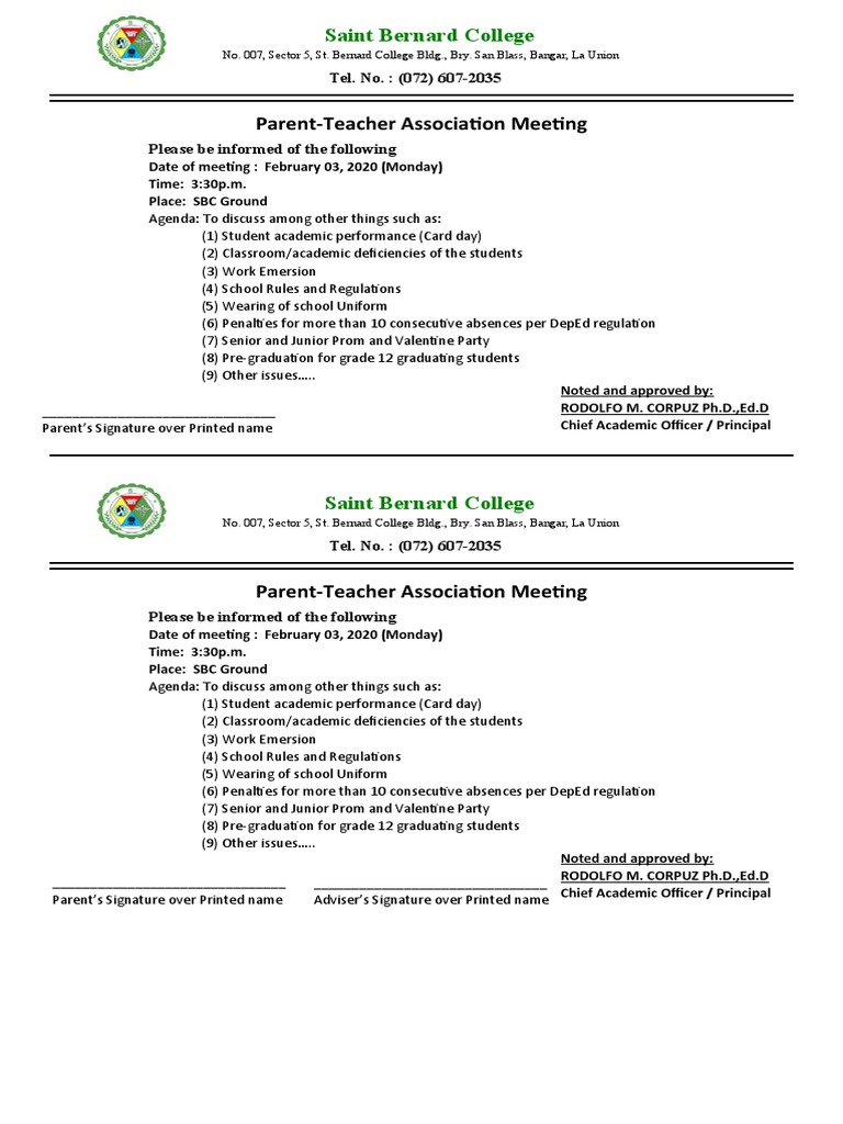 Inviting Parents To Attend The Parent | PDF | Educational Stages | Youth