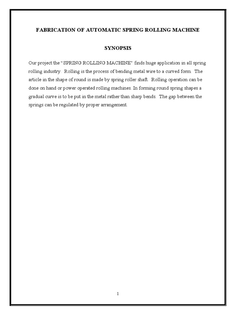 Fabrication of Automatic Spring Rolling Machine | PDF | Gear | Belt ...