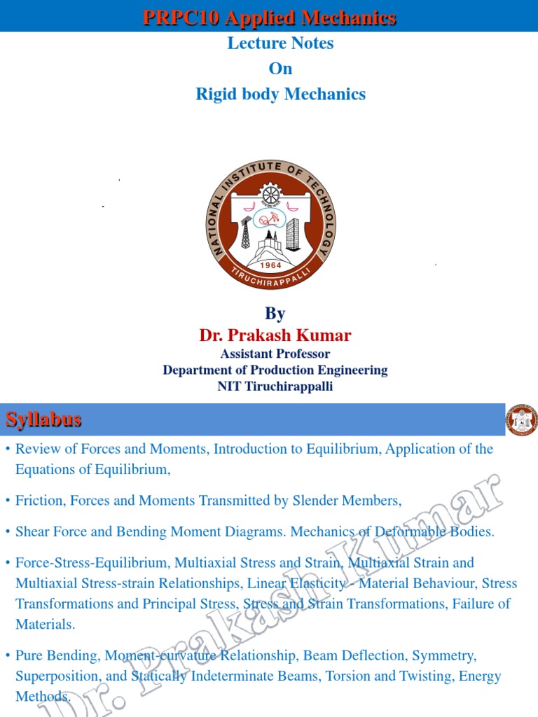 Rigid Body Mechanics Notes | PDF | Lever | Force