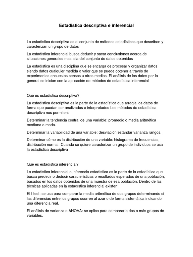 Estadistica Descriptiva e Inferencial | PDF | Estadísticas | Muestreo (Estadísticas)