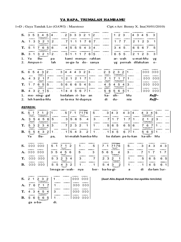 Ya Bapa Trimalah Hambamu2 | PDF