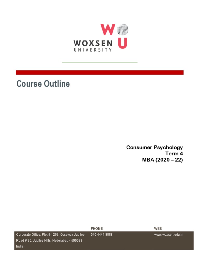 Course Outline-Consumer Psychology | PDF | Attitude (Psychology ...