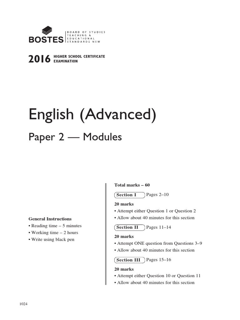 English (Advanced) : Paper 2 - Modules | PDF | W. B. Yeats | Poetry