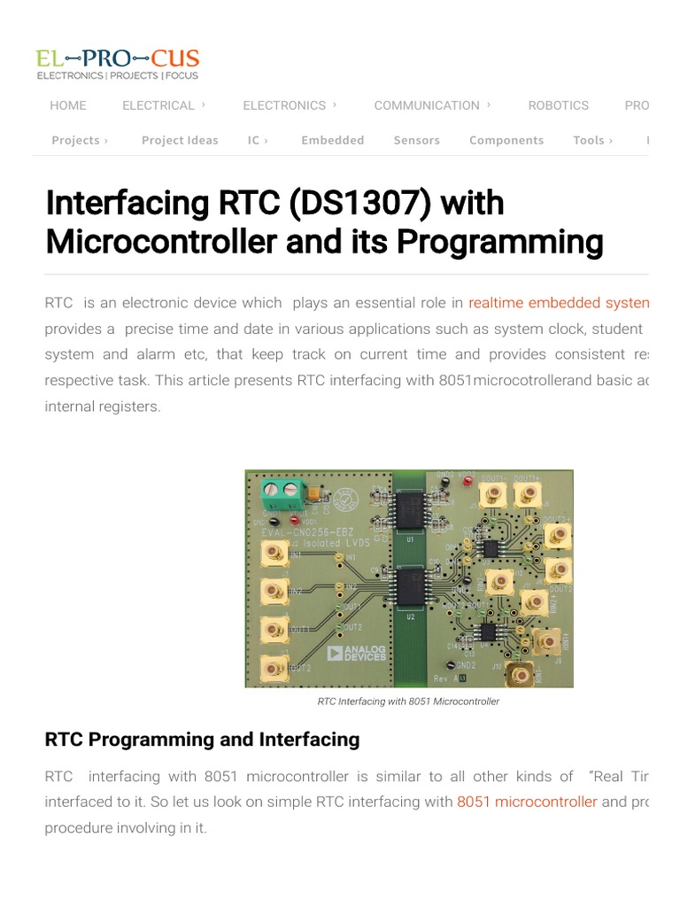 Rtc Interfacing With 8051 Microcontroller And Programming Pdf Microcontroller Electronic 1424