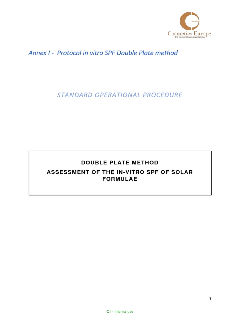 In Vitro SPF Assessment: Double Plate Method | PDF | Sunscreen ...