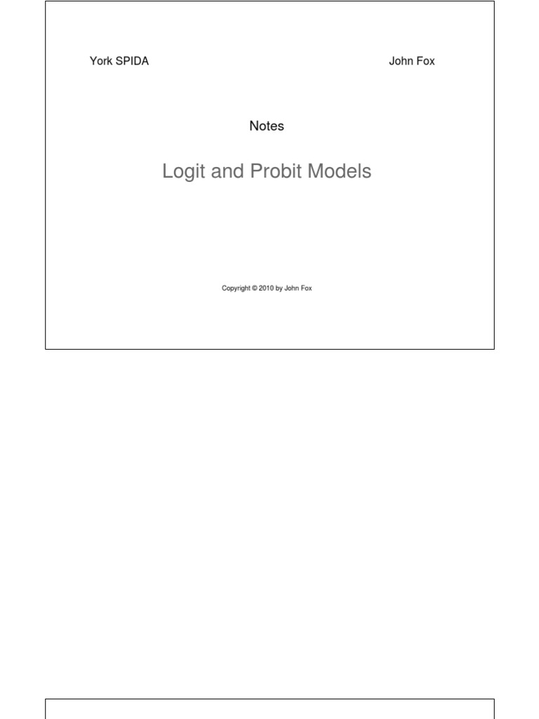 Logit Models Notes | PDF