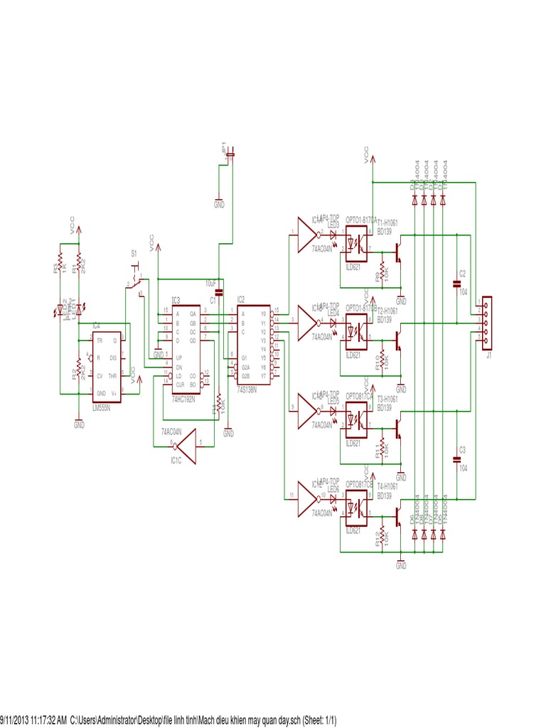 Schematic diagram of an electronic circuit showing power supply ...