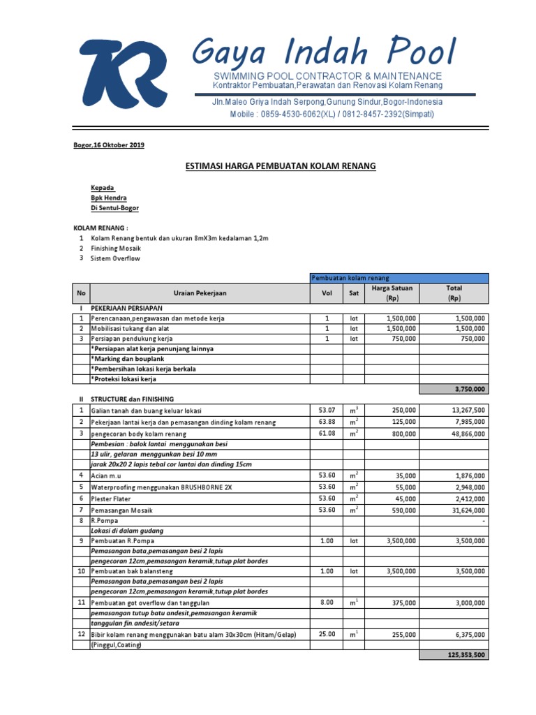 RAB Kolam Renang | PDF