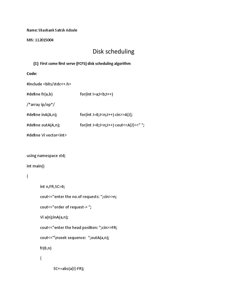 FCFS SCAN C-SCAN Disk Scheduling Algorithms | PDF | Computer Programming | Computing