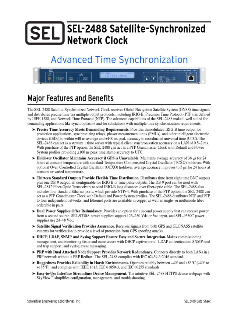 SEL-2488 Satellite-Synchronized Network Clock: Advanced Time ...