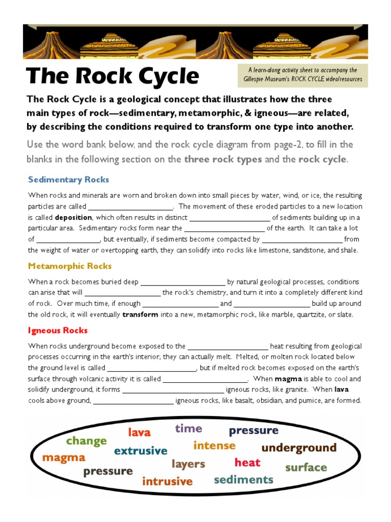 GM Rock Cycle Worksheet | PDF | Rock (Geology) | Igneous Rock