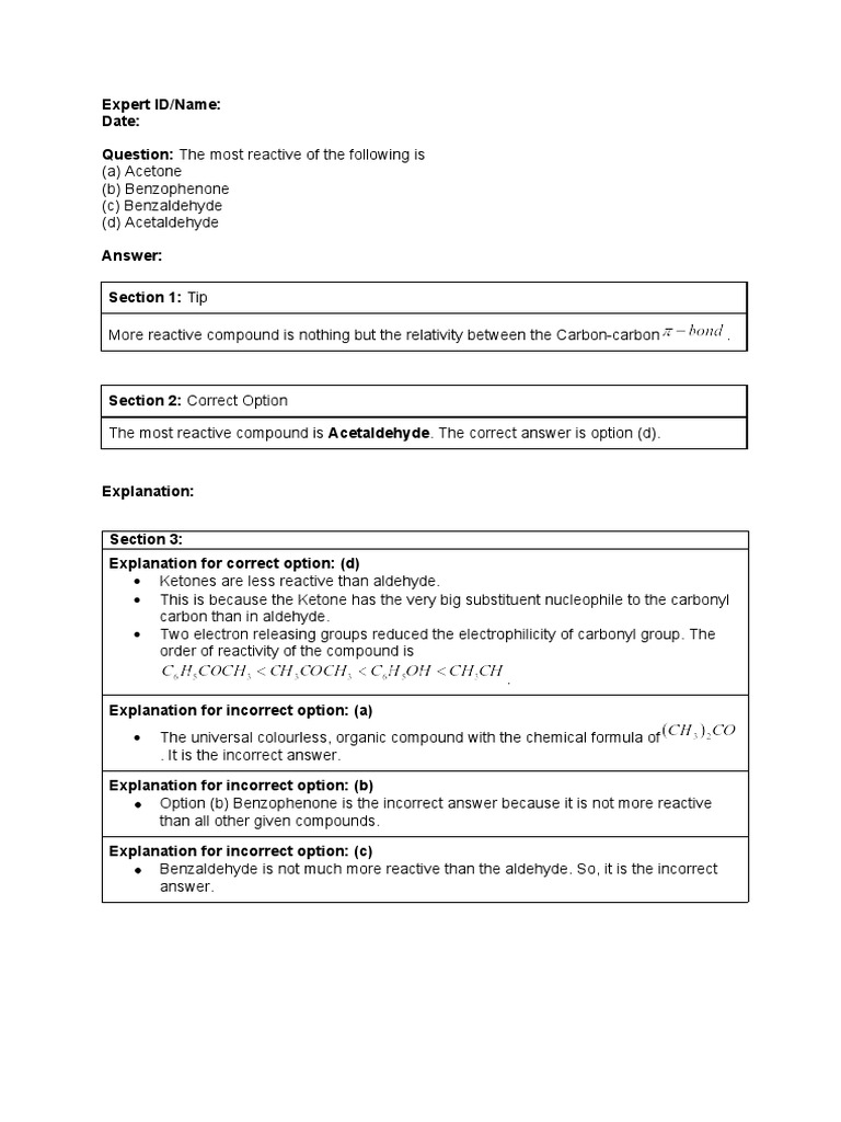 RTB Aldehyde and Ketones Errorless Chemistry (V2) Ch23 OT P1217 Q146 | PDF