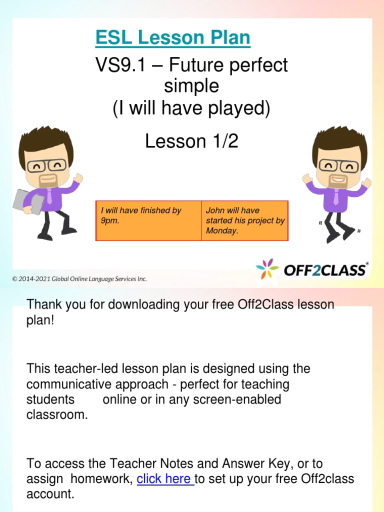 How To Teach The Future Perfect Simple: ESL Lesson Plan | PDF | Lesson ...
