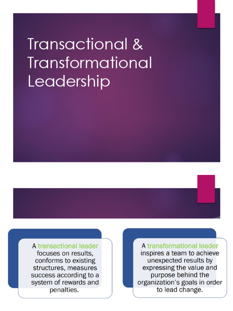 Transactional and Transformational Leadership | PDF | Leadership ...