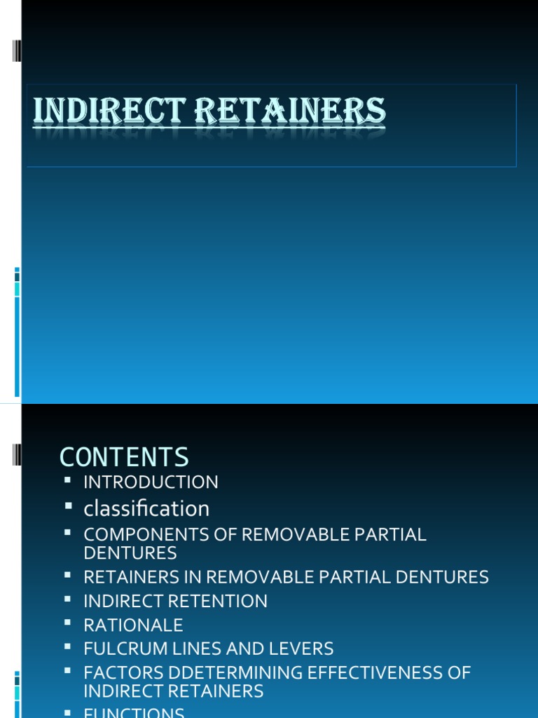 Indirect Retainers | PDF | Dental Anatomy | Dentistry Branches
