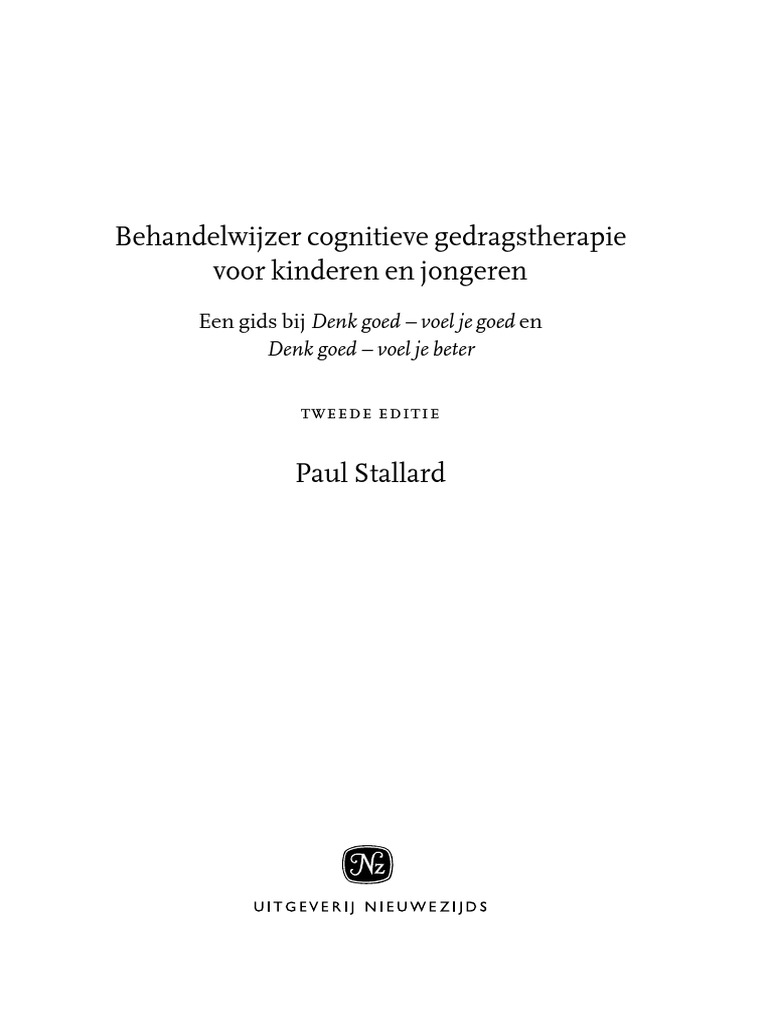 Behandelwijzer Cognitieve Gedragstherapie Voor Kinderen en Jongeren ...