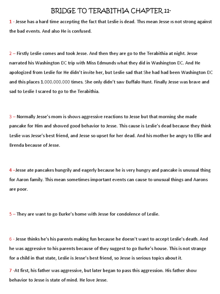 Bridge To Terabithia Chapter 11 | PDF