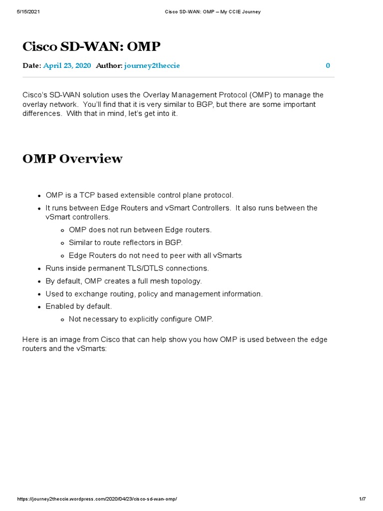 Cisco SD-WAN: OMP Guide | PDF | Router (Computing) | Communications ...