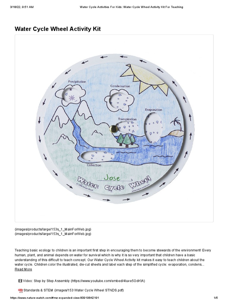 Water Cycle Activities For Kids - Water Cycle Wheel Activity Kit For ...