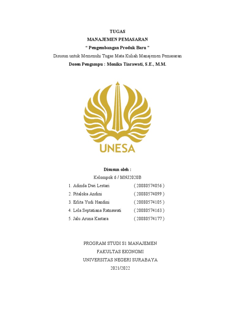 Tugas Manajemen Pemasaran - Pengembangan Produk Baru - 2020B - Kel 6 | PDF