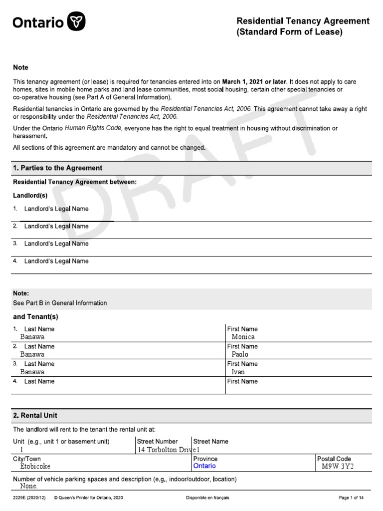 Ontario Rental Agreement Summary | PDF | Leasehold Estate | Natural ...