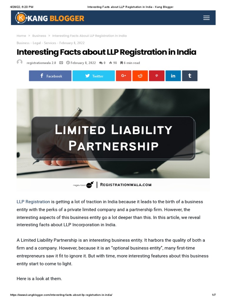 Interesting Facts About LLP Registration in India - Kang Blogger | PDF ...