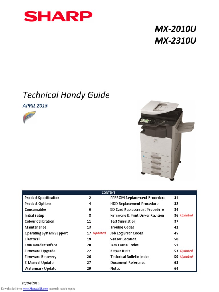 Sharp MX2310U Technical Handy Manual | PDF | Windows Xp | Microsoft Windows