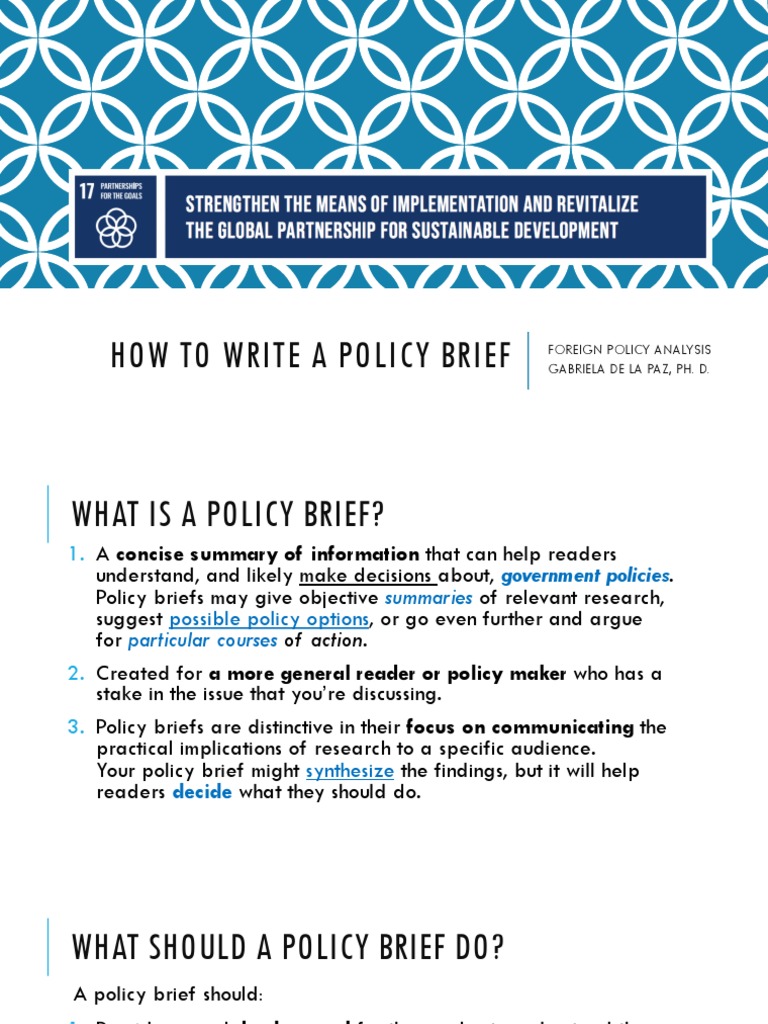 How To Write A Policy Brief: Foreign Policy Analysis Gabriela de La Paz ...