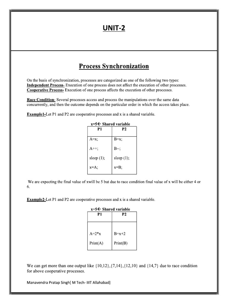 Unit-2-Process Synchronization | PDF Unit-2-Process Synchronization | PDF