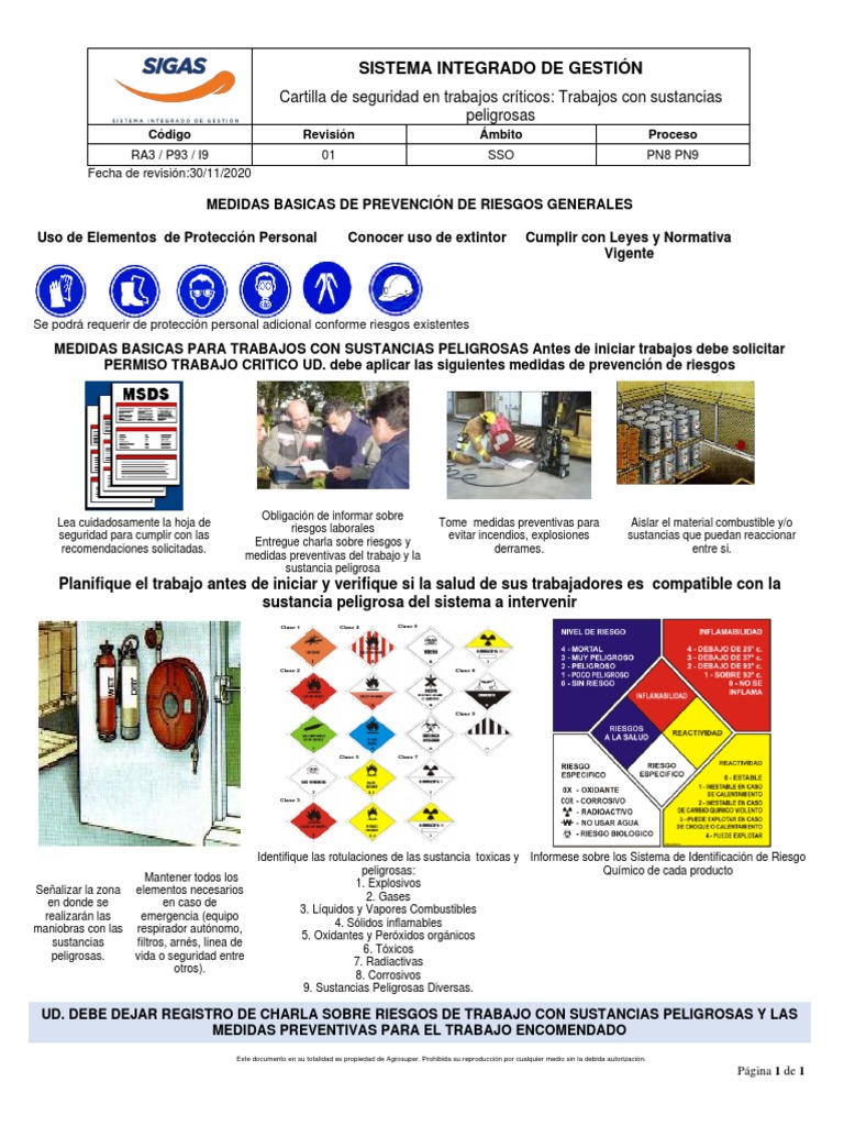 Cartilla Seguridad Sustancias Peligrosas | PDF | Toxicidad | Ciencias fisicas