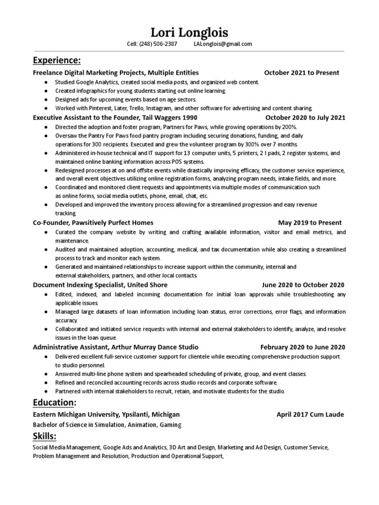 Longlois Lori Resume April 22 | PDF | Popular Culture & Media Studies ...