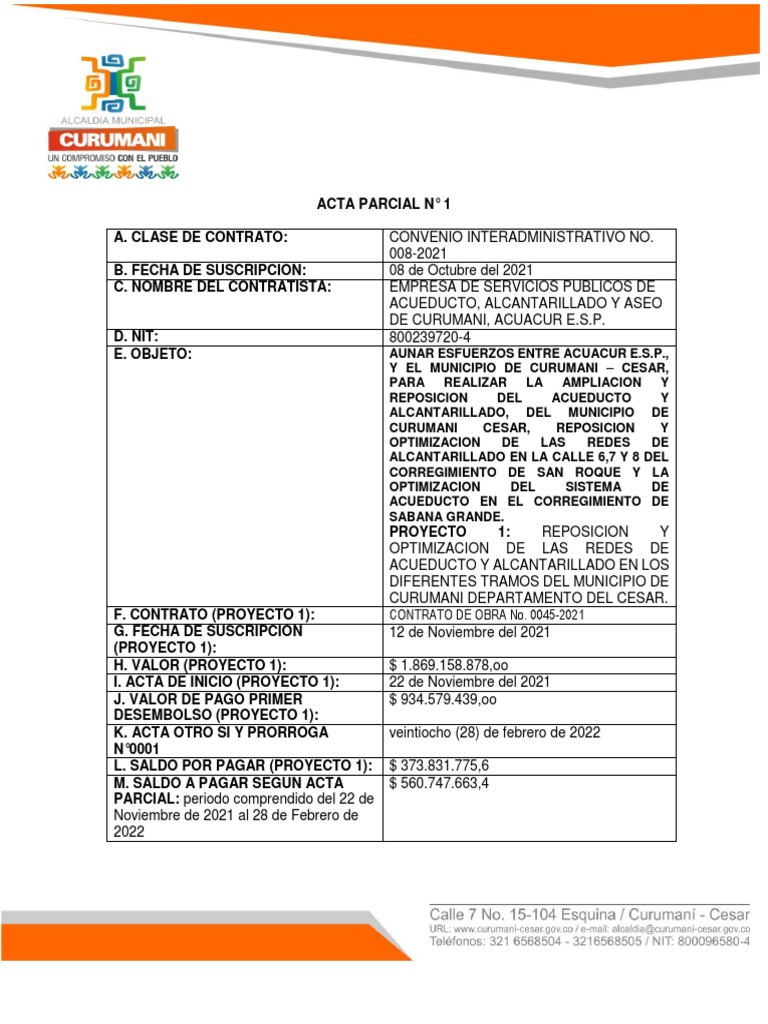 Supervisión del Proyecto Acuacur E.S.P. | PDF | Póliza de seguros ...