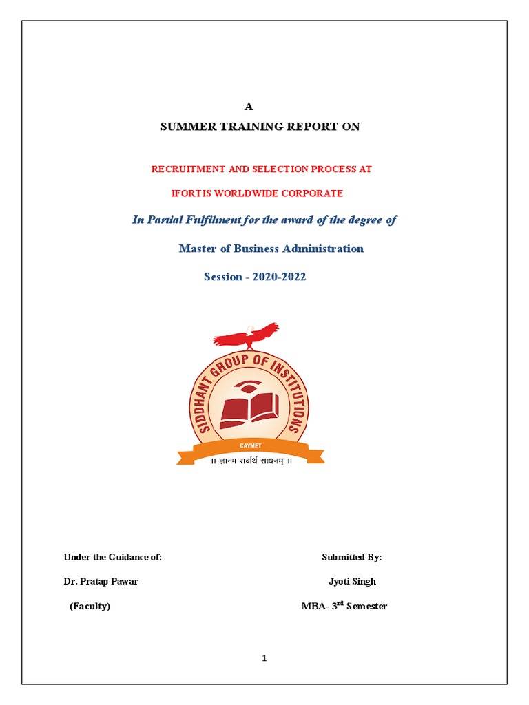A Summer Training Report On Recruitment | PDF | Recruitment | Human Resources