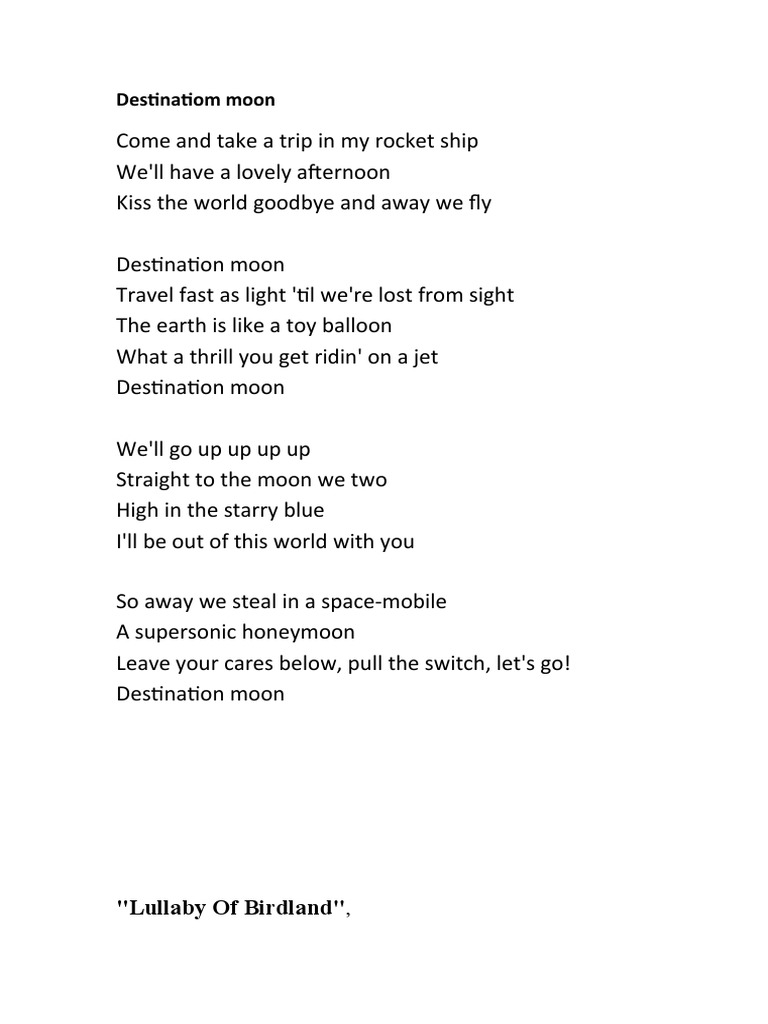 Destinatiom Moon: "Lullaby of Birdland" | PDF