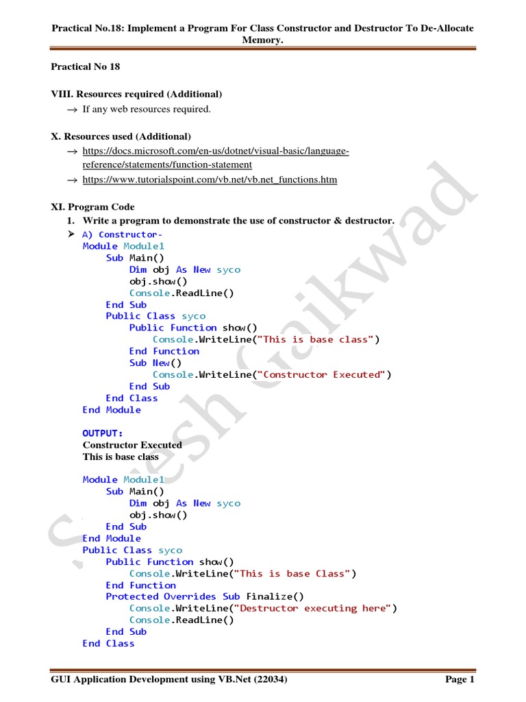 Practical No - 18 Gad | PDF | Programming | Constructor (Object ...