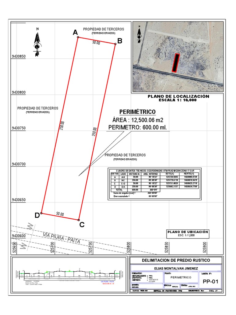 L-01 Plano Perimetrico Predio Rustico - Elias Montalban Jimenez-Layout1 | PDF | Geodesia ...