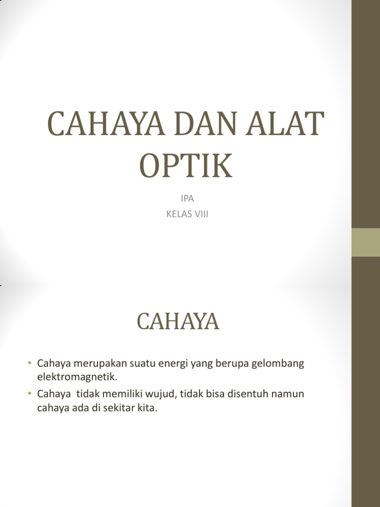 CAHAYA DAN ALAT OPTIK Kelas 8 | PDF