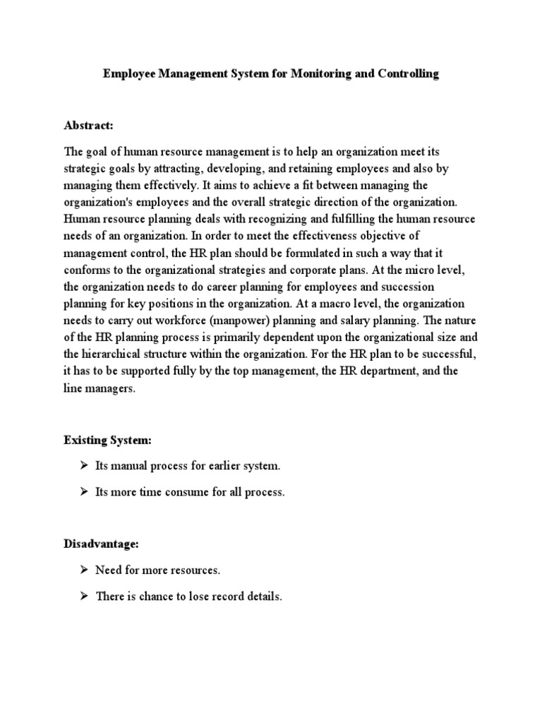 Employee Management System For Monitoring and Controlling | PDF ...