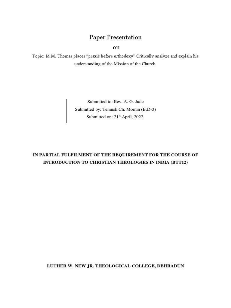 M.M. Thomas Mission | Download Free PDF | Salvation | Jesus