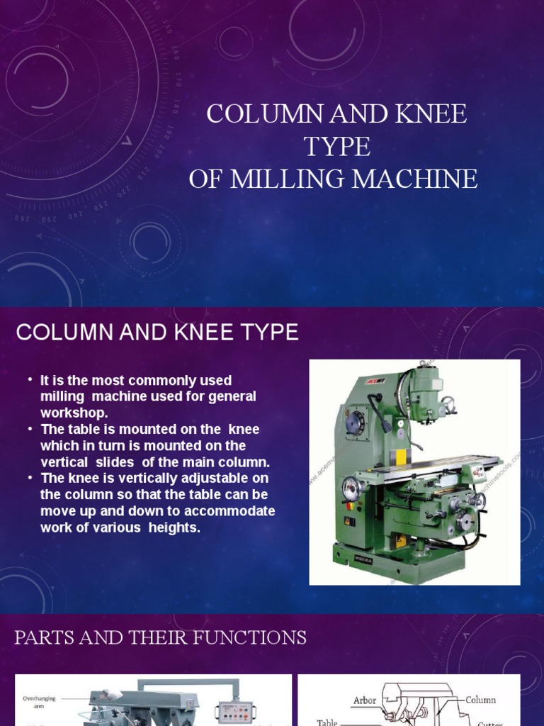 Column and Knee Type of Milling Machine | PDF | Machines | Screw