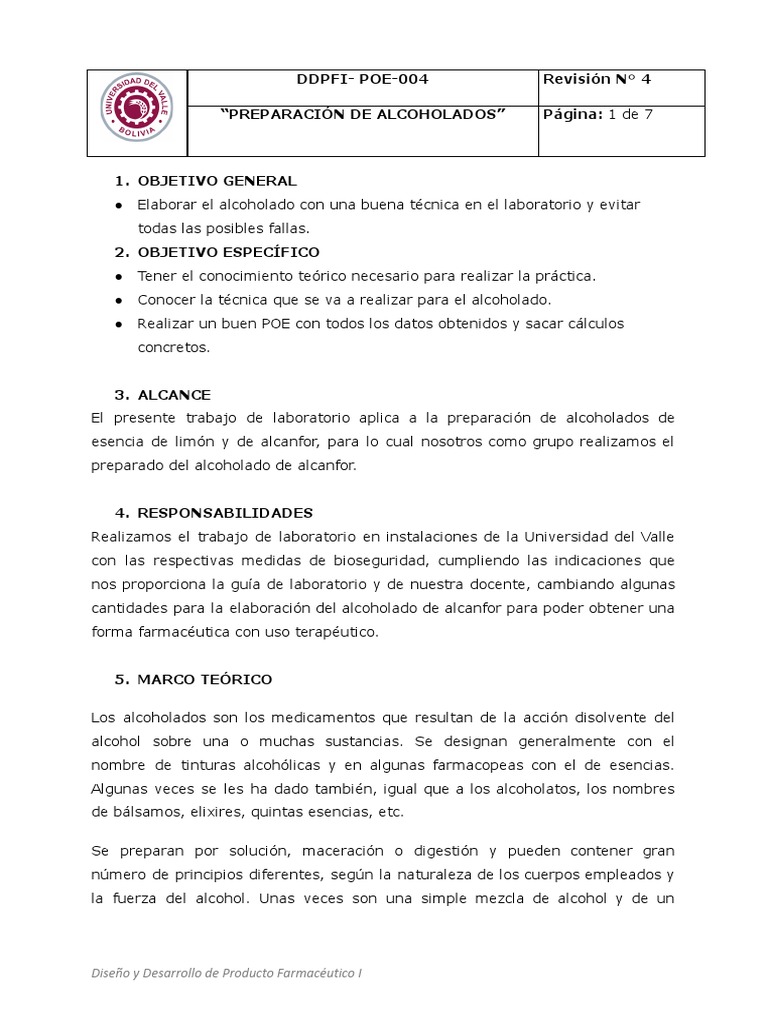 Alcoholados Practica 4 - Formato POE | PDF | Alcohol | Química