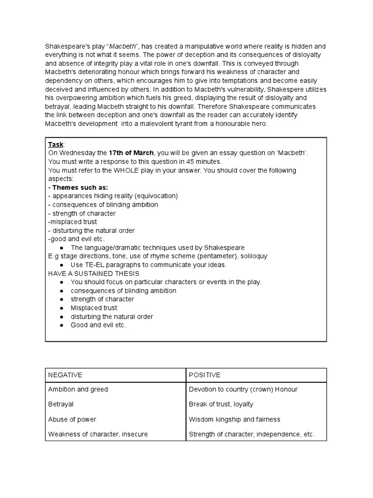 Macbeth Exam Prep | PDF | Macbeth