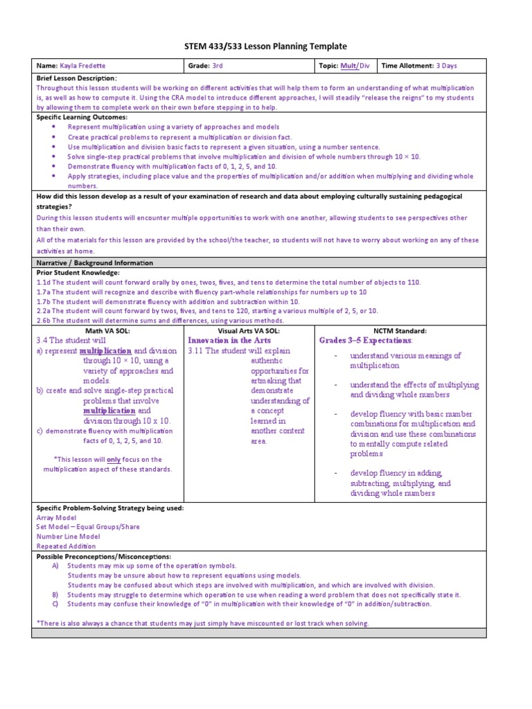 5e Lesson Plan 1 | PDF | Multiplication | Matrix (Mathematics)