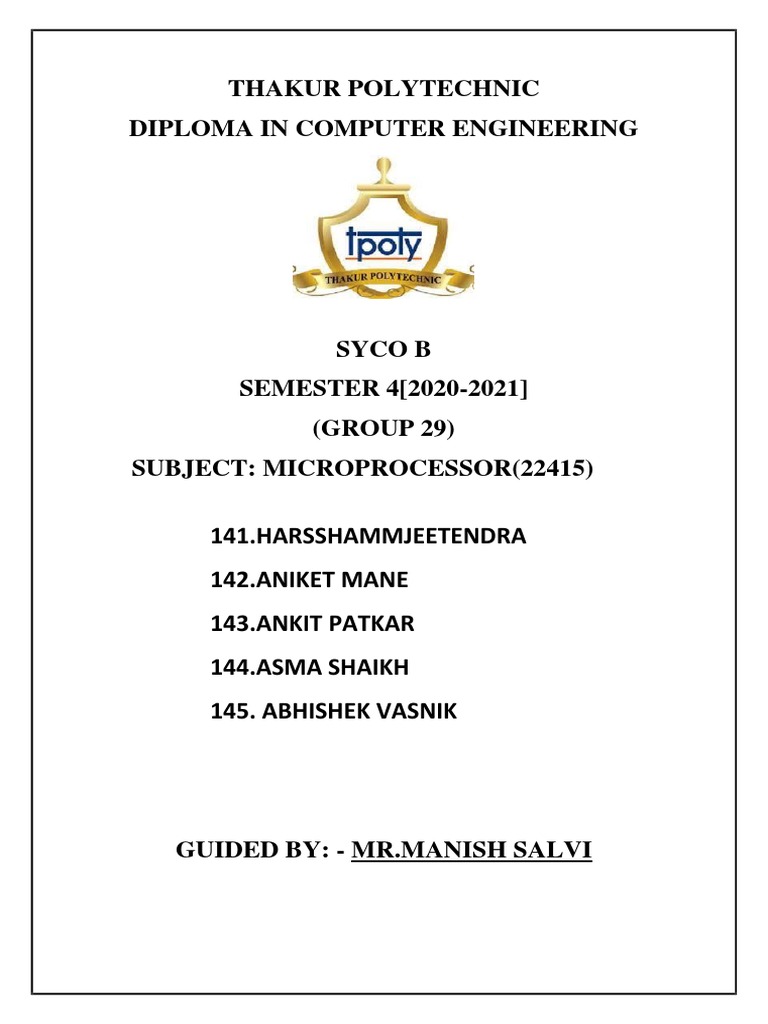 Thakur Polytechnic Diploma in Computer Engineering | PDF | Assembly ...