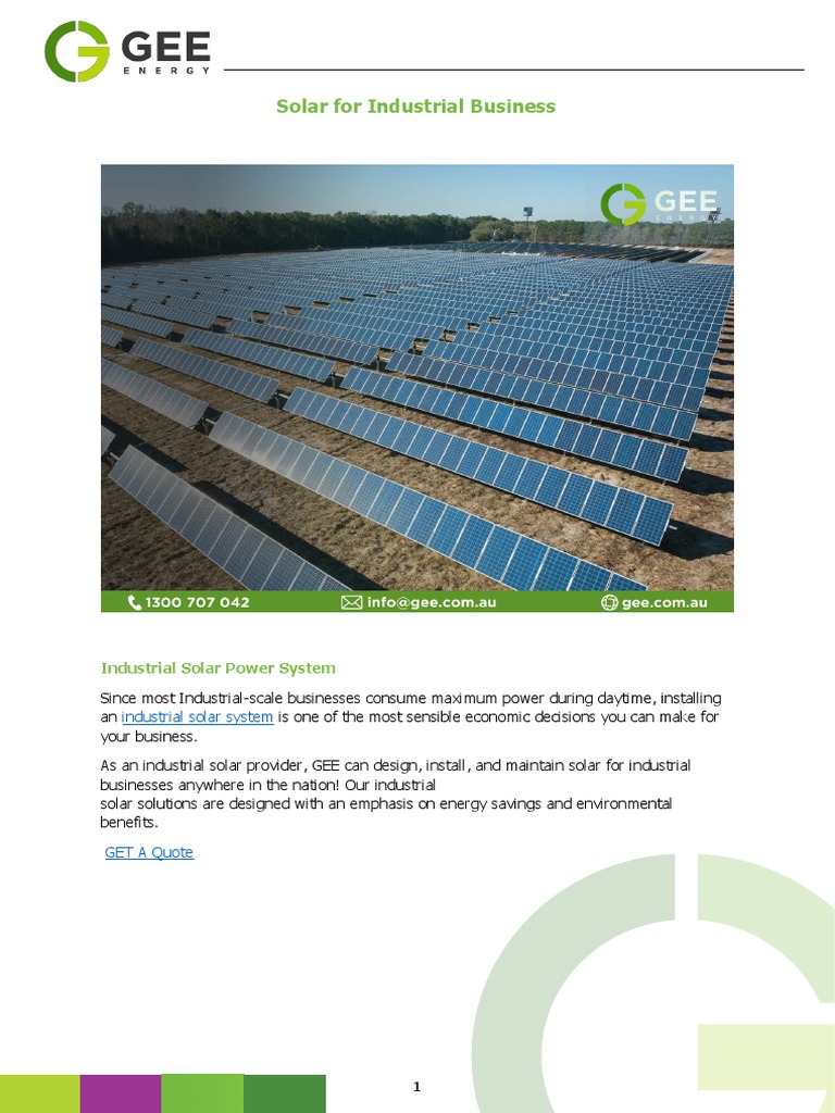 Industrial Solar - GEE Energy | PDF | Technology & Engineering